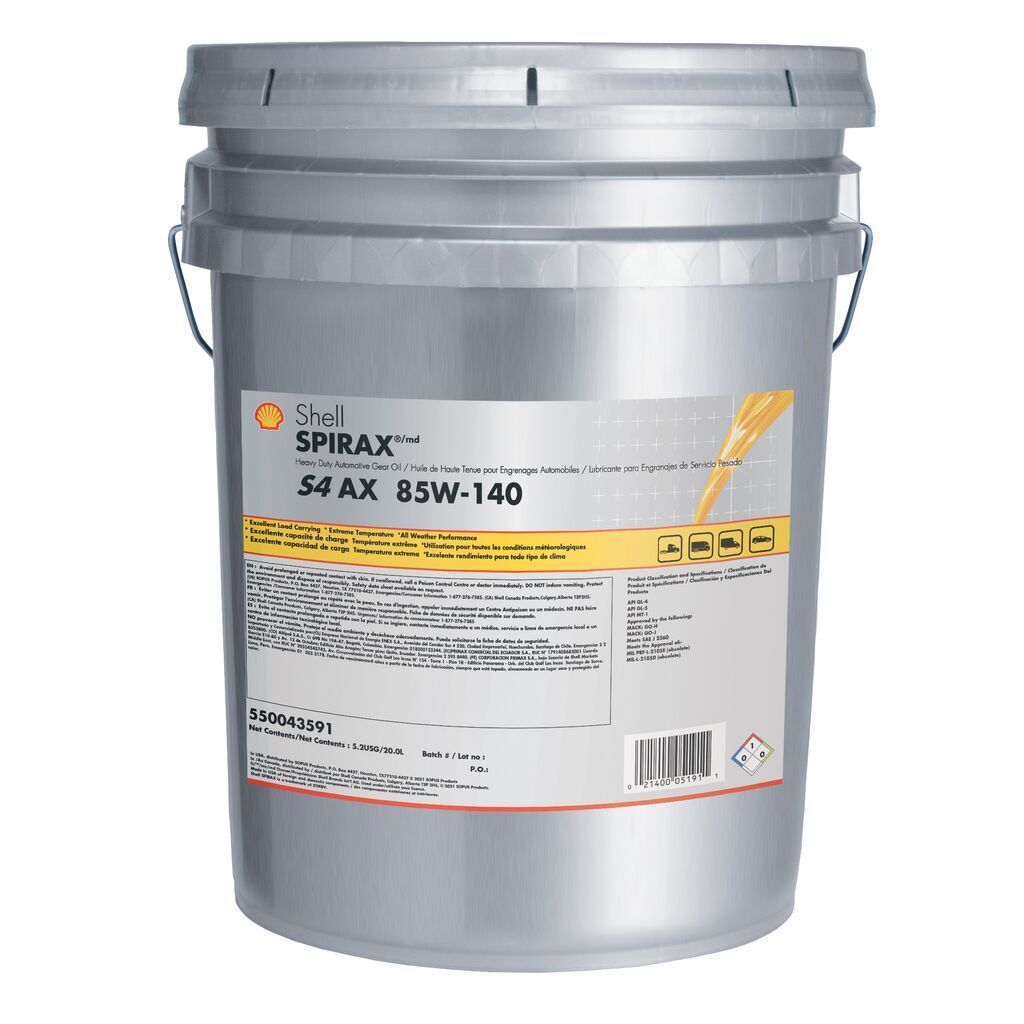 JLG Part 70013354 SHELL SPIRAX S4 AX 85W-140, 20L PAIL - Certified Boom ...
